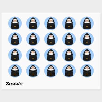 Cute Little Nuns Classic Round Sticker | Zazzle