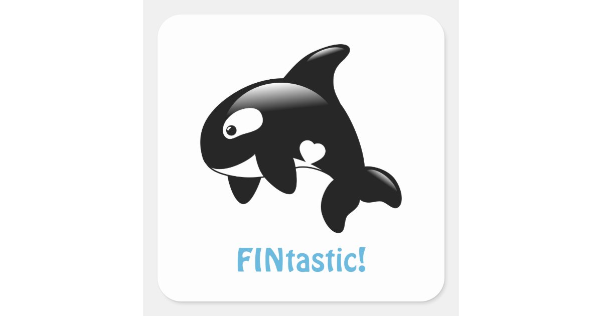 Cute Little Orca FINtastic (Fantastic) Square Sticker | Zazzle