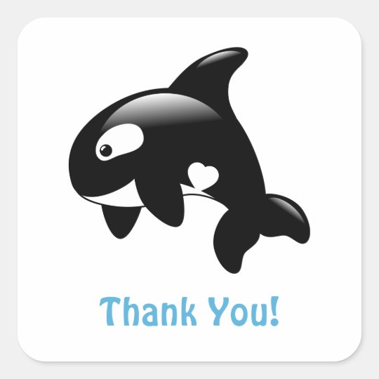 Cute Little Orca Thank You Square Sticker | Zazzle.com