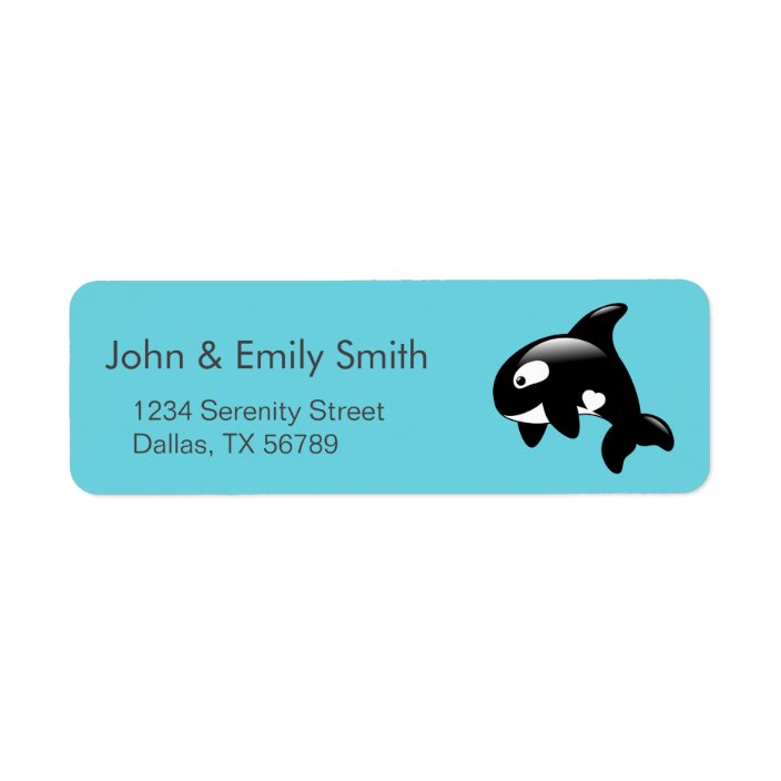 Cute Little Orca Whale on Aqua Label | Zazzle.com