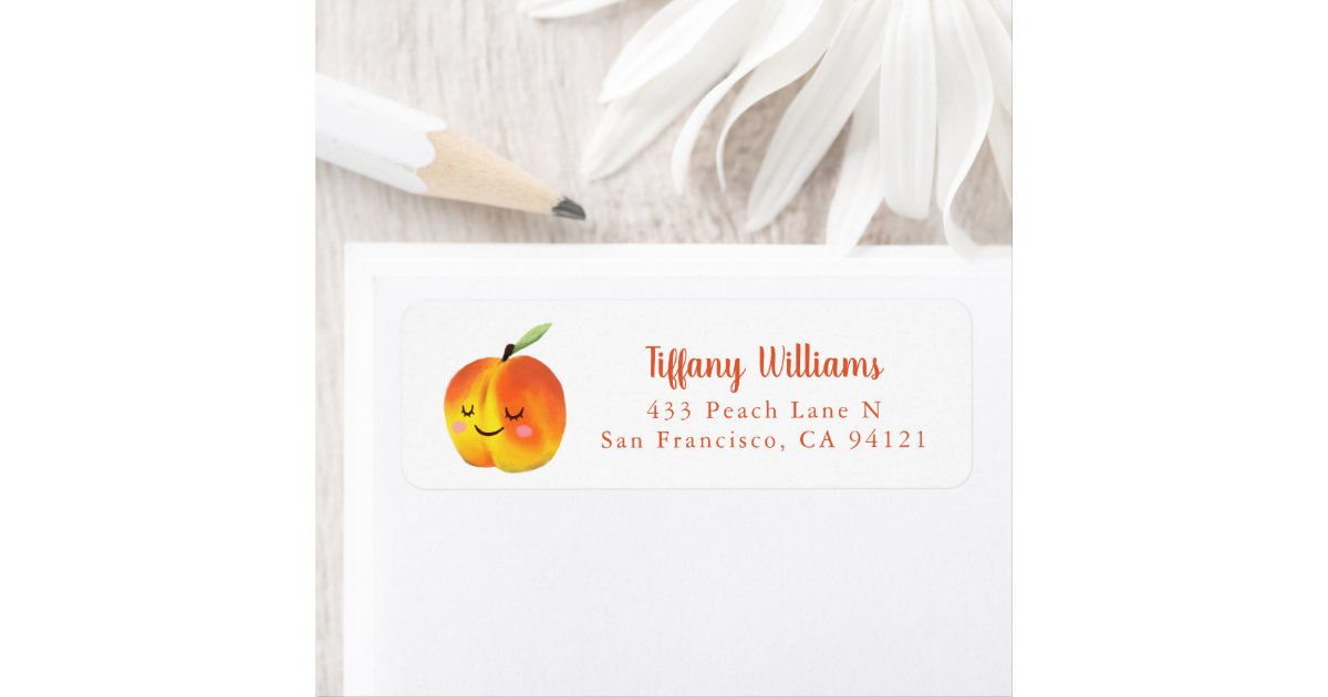Cute Little Peach Return Address Label | Zazzle