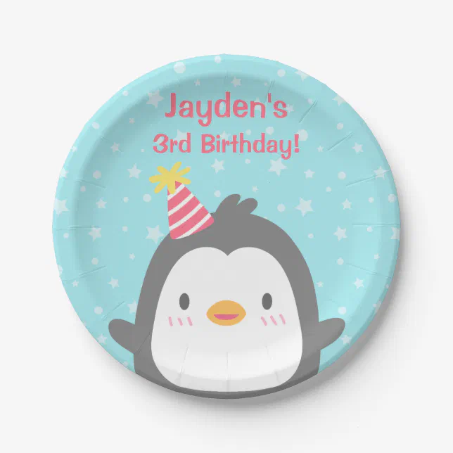 Cute Little Penguin Birthday Party Supplies Paper Plates | Zazzle