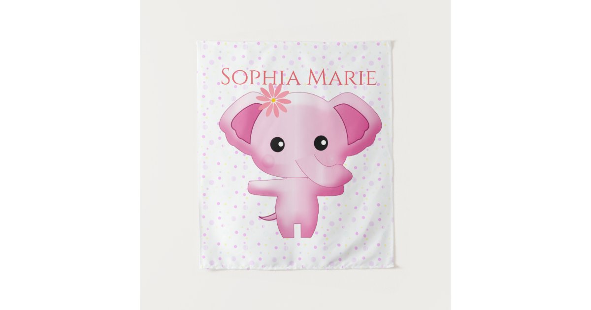 Cute Little Pink Baby Girl Elephant Tapestry | Zazzle