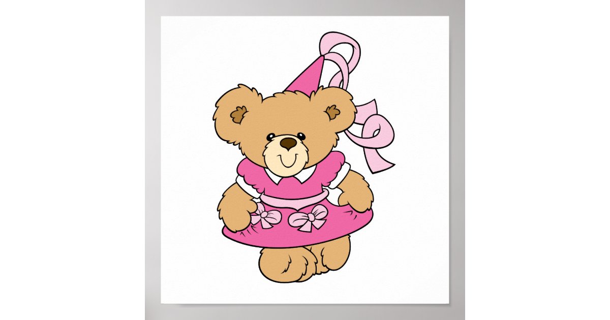 Cute Little Pink Princess Bear Poster | Zazzle