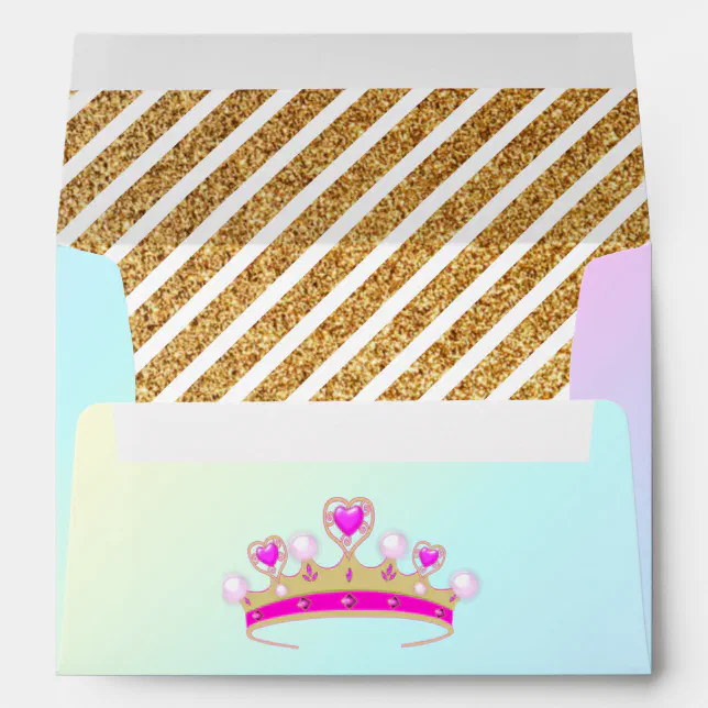 Cute Little Pink Princess Crown Birthday Party Envelope | Zazzle