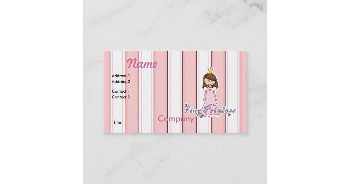 Cute Little Pretty Fairy Princess Business Card | Zazzle