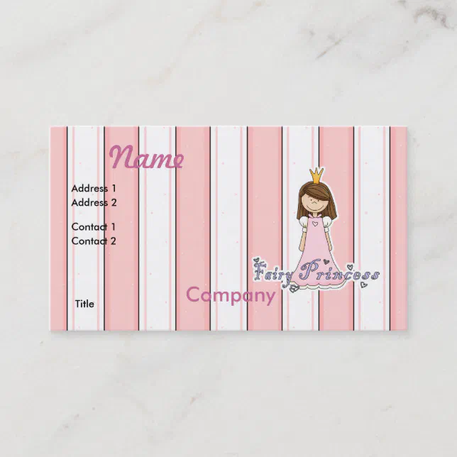 Cute Little Pretty Fairy Princess Business Card | Zazzle