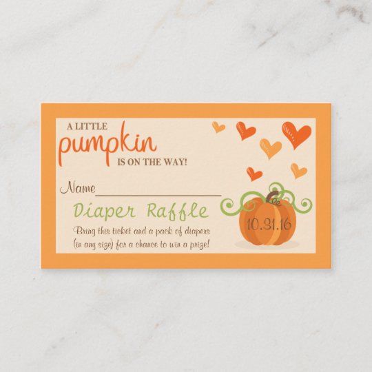 Cute Little Pumpkin Baby Shower Diaper Raffle Enclosure Card | Zazzle.com
