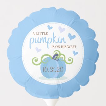 Cute Little Pumpkin Boys Baby Shower Balloon | Zazzle