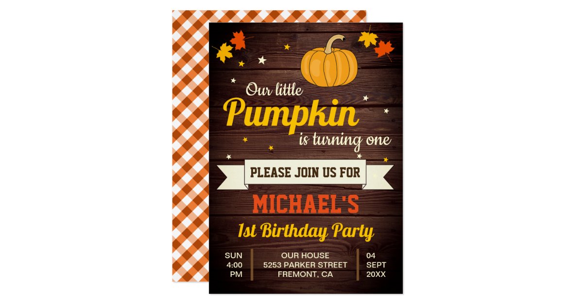 Cute Little Pumpkin First Birthday Party Invitation | Zazzle.com