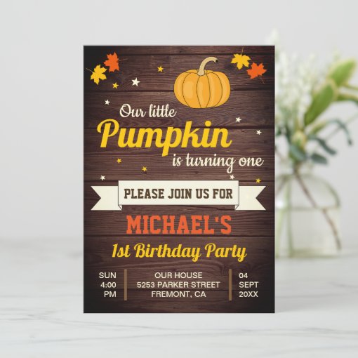 Cute Little Pumpkin First Birthday Party Invitation | Zazzle