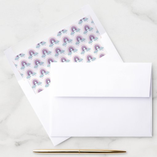 Cute Little Rainbow Baby Shower Gender Reveal Envelope Liner | Zazzle