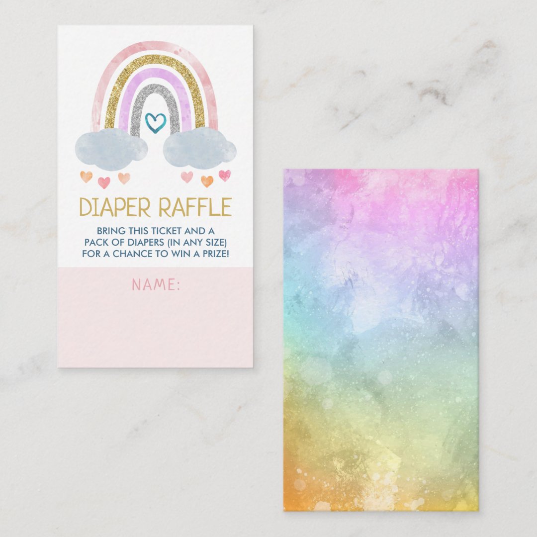 Cute Little Rainbow Diaper Raffle Enclosure Card | Zazzle