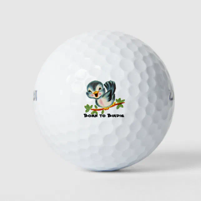 Cute Little Retro Bird Birdie Personalized Golf Balls | Zazzle