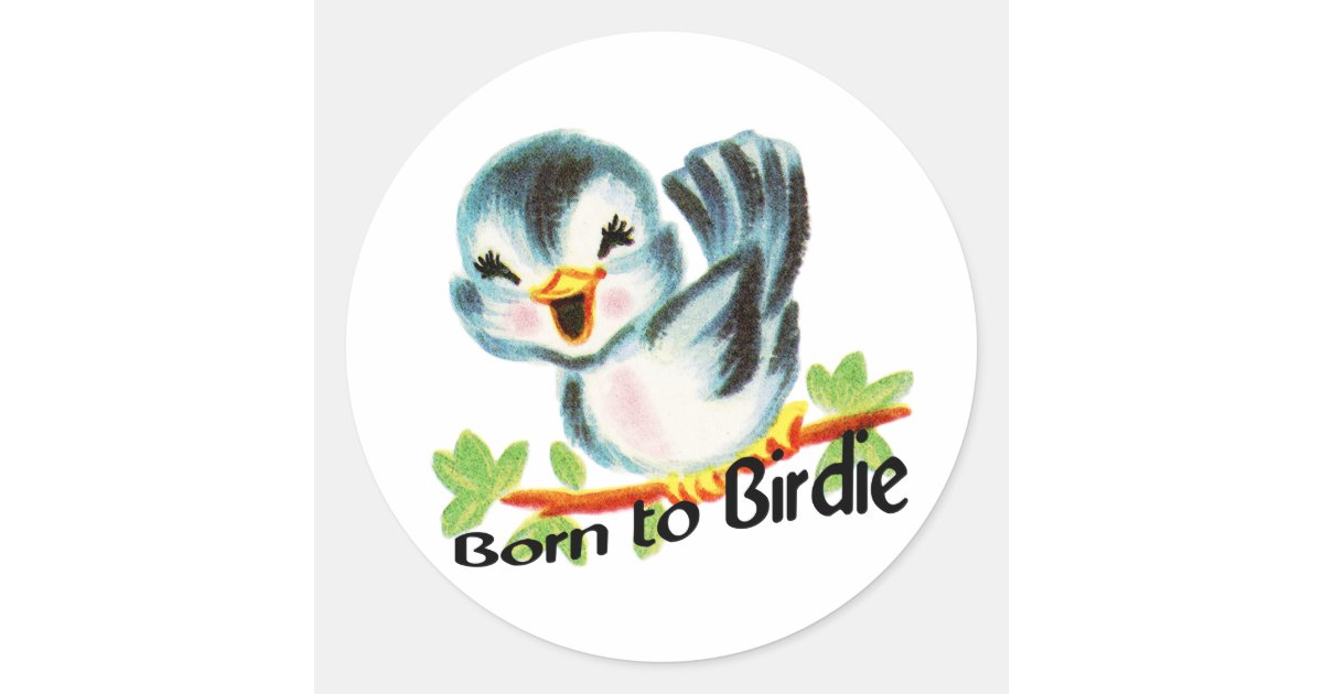 Cute Little Retro Bird Born to Birdie Golfers Gift Classic Round ...