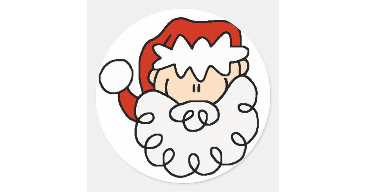 Cute little Santa Stick Figure Face Classic Round Sticker | Zazzle