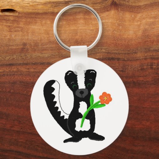 Cute Little Skunk Keychain | Zazzle