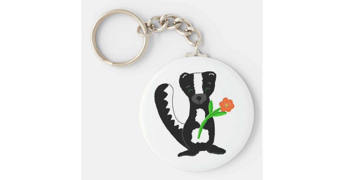Cute Little Skunk Keychain | Zazzle