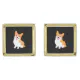 Cute Little Smiling Corgi Puppy Gold Cufflinks | Zazzle