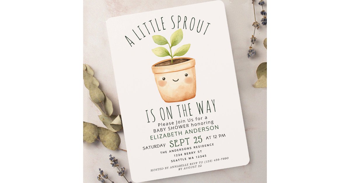 Cute Little Sprout Spring Baby Shower Invitation | Zazzle