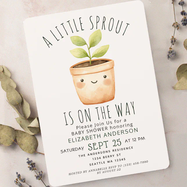 Cute Little Sprout Spring Baby Shower Invitation | Zazzle