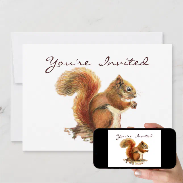 Cute Little Squirrel Animal Birthday Invitation | Zazzle