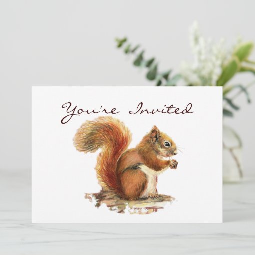 Cute Little Squirrel Animal Birthday Invitation | Zazzle