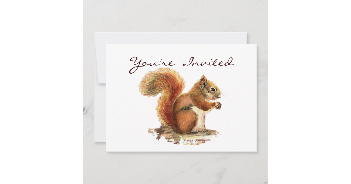 Cute Little Squirrel Animal Birthday Invitation | Zazzle