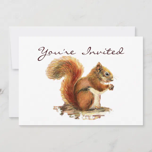 Cute Little Squirrel Animal Birthday Invitation | Zazzle
