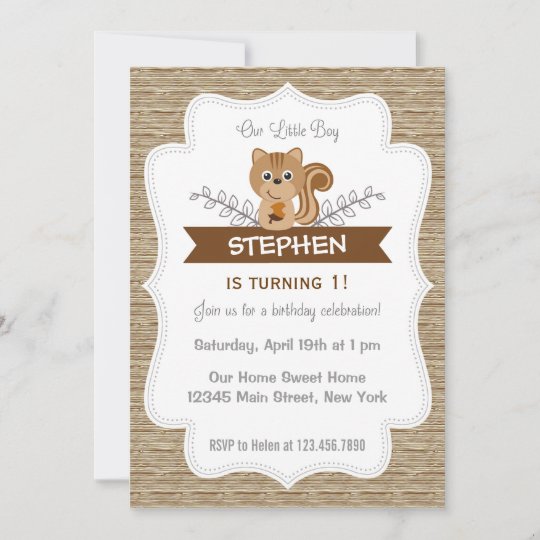 Cute Little Squirrel Birthday Invitation Woodland | Zazzle.com