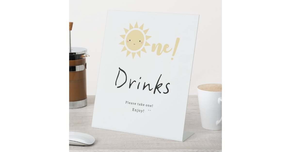 Cute Little Sunshine 1st Birthday Drinks Pedestal Sign | Zazzle