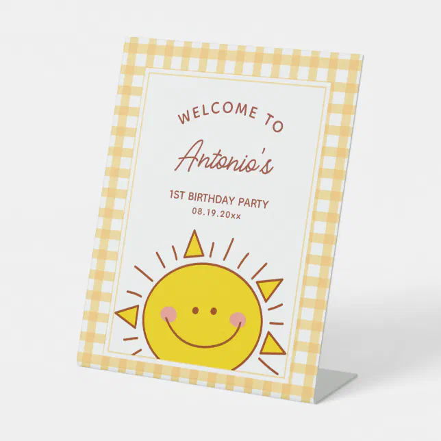 Cute Little Sunshine Kids Birthday Party Welcome Pedestal Sign | Zazzle