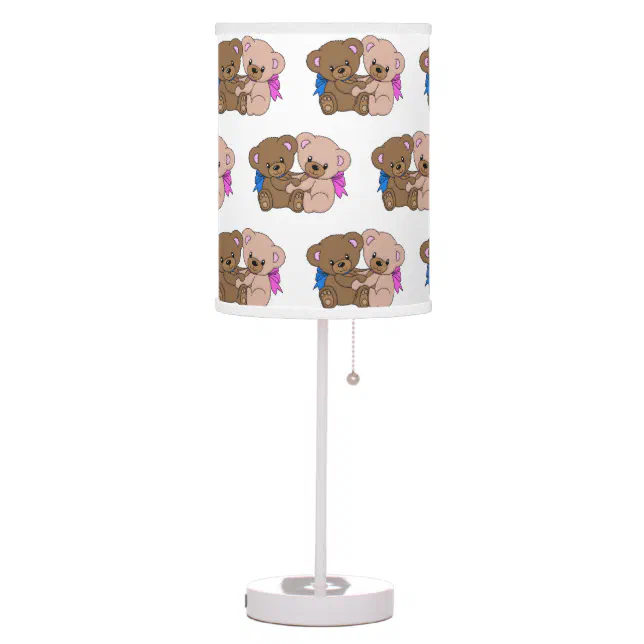 Cute Little Teddy Bear Twins Nursery Room Table Lamp | Zazzle