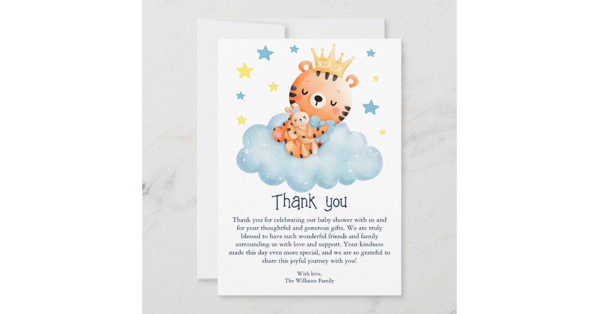 Cute Little Tiger Baby Shower Thank You Card | Zazzle