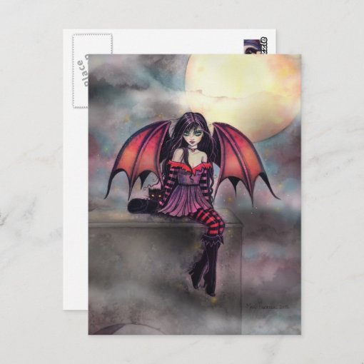 Cute Little Vampire Fairy Art Postcard | Zazzle