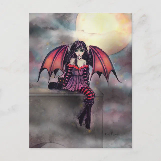 Cute Little Vampire Fairy Art Postcard | Zazzle