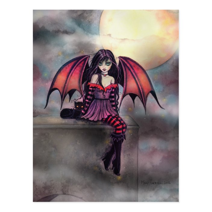 Cute Little Vampire Fairy Art Postcard | Zazzle.com