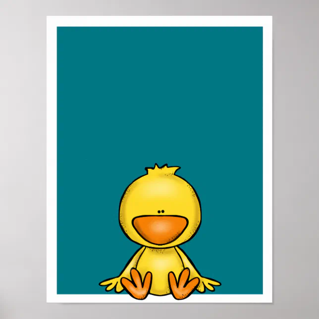 Cute little yellow duck baby nursery poster | Zazzle