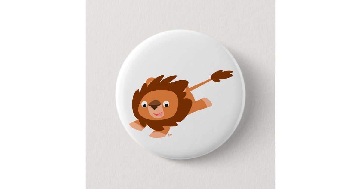 Cute Lively Cartoon Lion Button | Zazzle