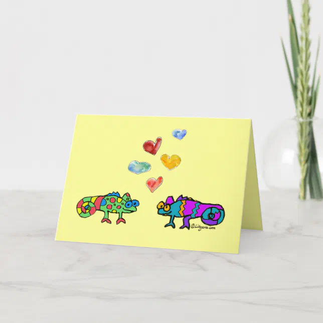 Cute Lizard Love Card | Zazzle