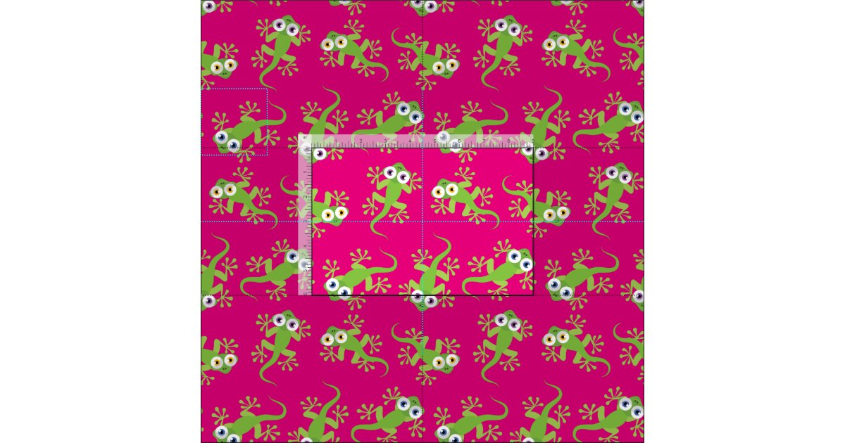 Cute Lizards Kids Gecko Cartoon Pink Girls Fabric | Zazzle