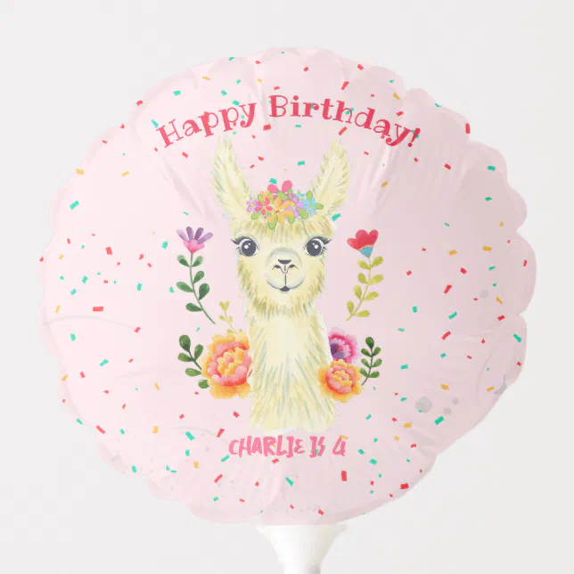 Cute Llama Animal Birthday Party Colorful Mexican Balloon | Zazzle