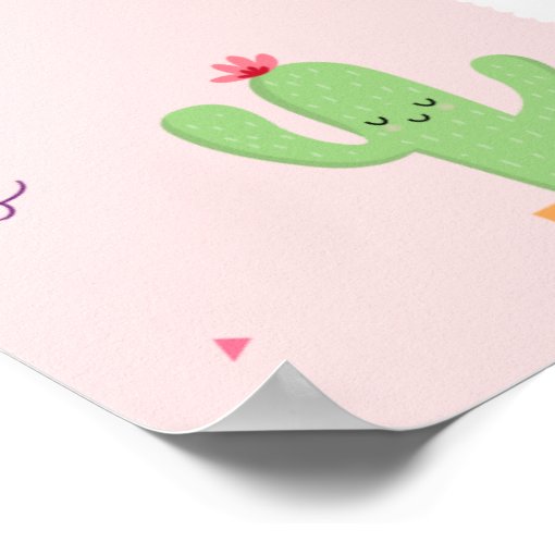 Cute Llama Fiesta Cactus Baby Shower Welcome Poster | Zazzle