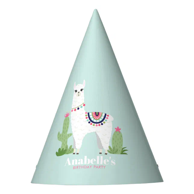 Cute Llama Girl's Birthday Party Party Hat | Zazzle