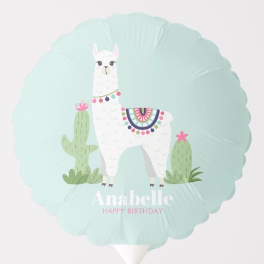 Cute Llama "Happy Birthday" Balloon | Zazzle.com