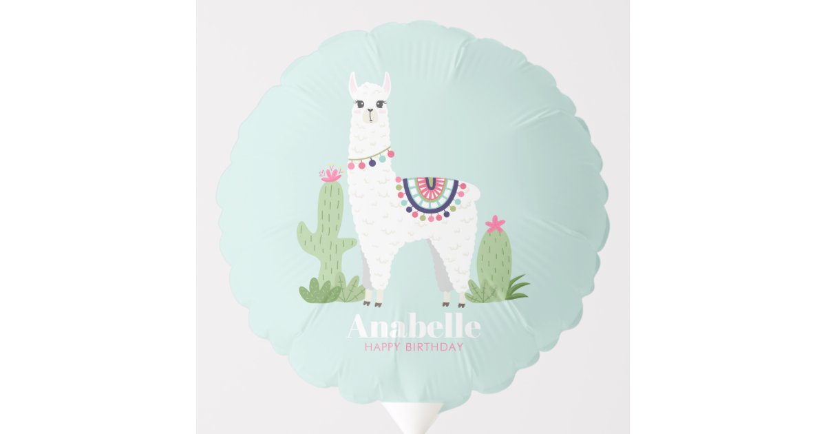 Cute Llama "Happy Birthday" Balloon | Zazzle