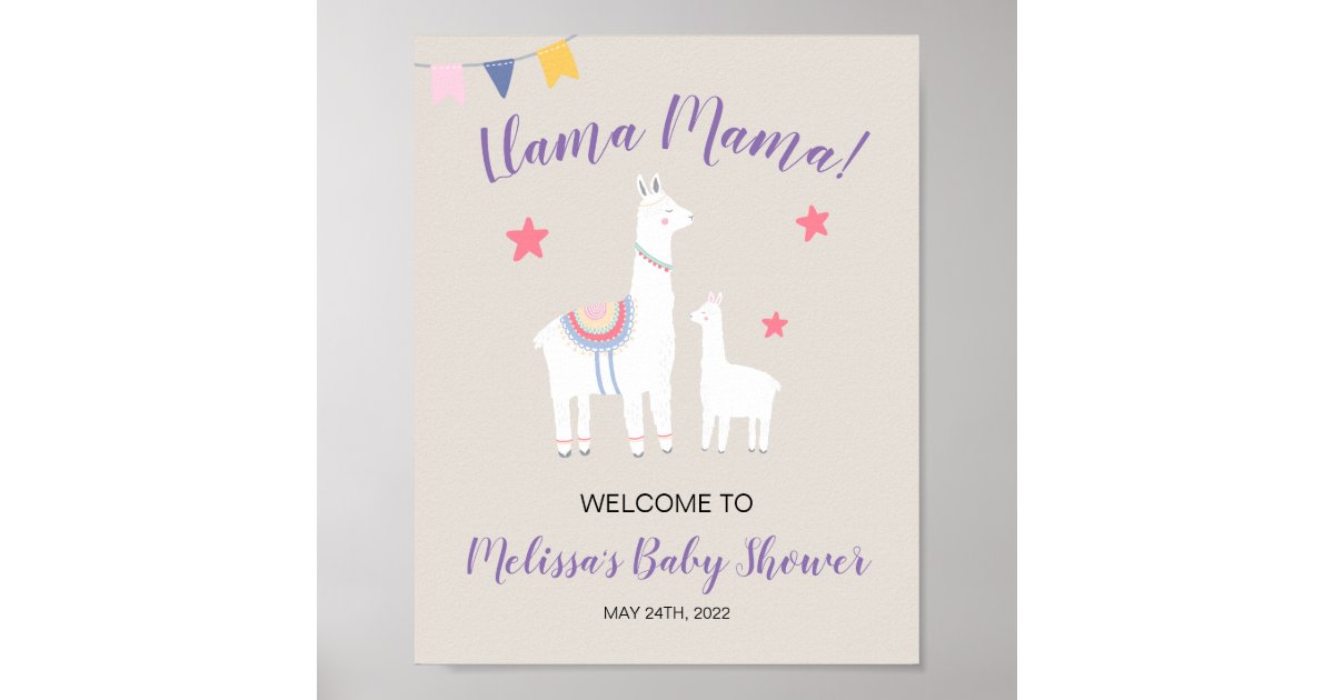 Cute Llama Mama Baby Shower Welcome Sign | Zazzle