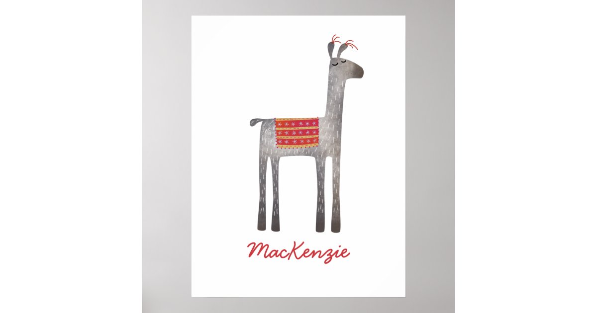 Cute Llama Personalized Poster | Zazzle