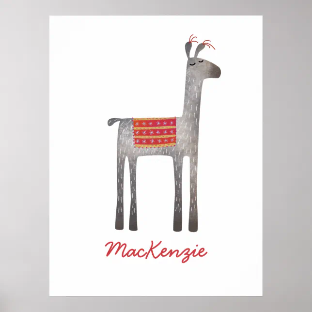 Cute Llama Personalized Poster | Zazzle