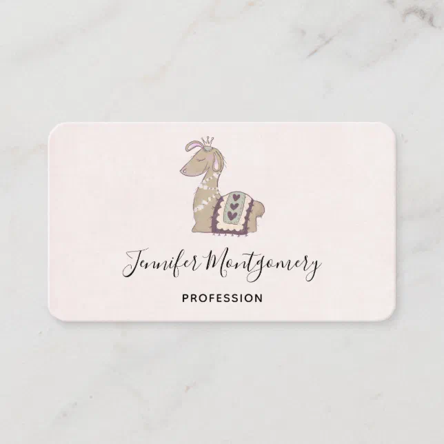 Cute Llama Princess Wearing a Crown Business Card | Zazzle